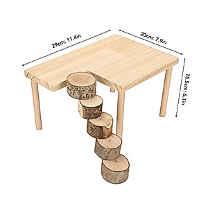 Tnfeeon Hamster Stand Platform, Toys Small Pet Wooden Platform with Pillars Rodent Ladder Bridge Climbing Chew Toy Cage Accessories for Hamster Squirrel Gerbil Chinchilla Bird