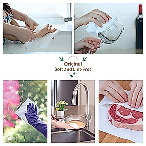 ANJIA® Reusable Bamboo Towels (2-Roll Set), 70 Sheets, A Wash Bag Included - Great as Regular Paper Towels, Microfiber Cleaning Cloth, Swedish Dishcloths and Cleaning Rags - Eco Friendly Products