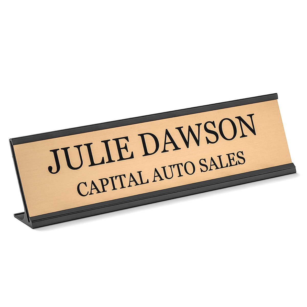 Providence Engraving Personalized Desk Name Plates - Custom Office Wall or Desk Name Plates With Aluminum Holder With Two Lines of Laser Engraved Text, 2" x 8"