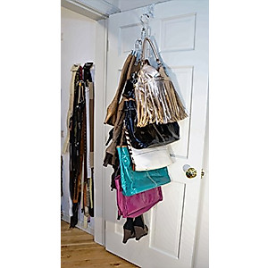 NEW IMPROVED SYSTEM- Boot Stax: Vertical Hanging Boot Rack, Boot Storage, Boot Organizer: 1 Vertical Rod that Swivels + 6 Silver Boot Hangers (Silver)