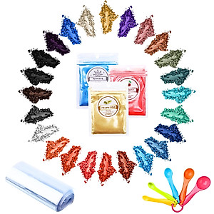 Mica Powder - (24-Pack/ .18 Oz Each) Color Soap Making Epoxy Resin Pigment, Bath Bomb, Candle, Nails