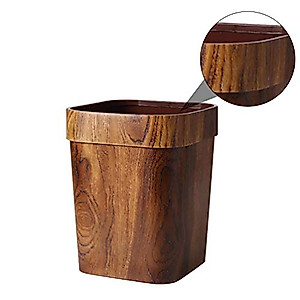 Garneck Trash Container Vintage Trash Trash Can Wood Small Square Wastebasket Garbage Container Bin Trash Can Pail for Bathroom Kitchen Home Office Square Garbage Container Kitchen Garbage Cans