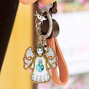 LUSandy 5pcs DIY 5D Angel Diamond Painting Keychain Kits Full Drill Special Shape Crystal Angel Diamond Art Key Chain Key Ring Set for Adults Backpack Purse Handbag Charms