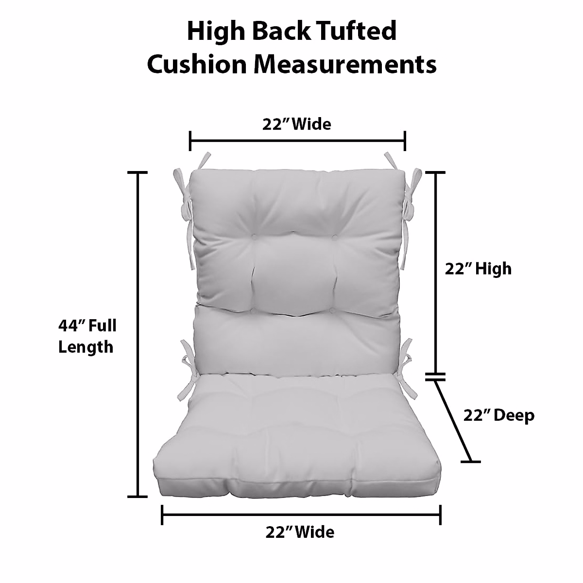 RSH DECOR: Tufted High Back Seat Cushion | 44” x 22” | All-Weather Spun Fabric | Water and Fade-Resistant | Outdoor Chair Cushion for Patio Furniture | Daelyn Cherry