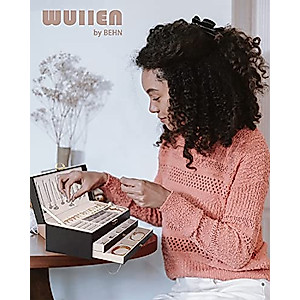 WUIIEN Jewelry Box 3-Layer Jewelry Organizer (Black) (WUIIEN-05)