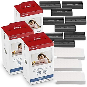Canon KP-108IN Color Ink and Paper Set Includes Total of 432 Sheets and 12 Ink Cartridges and Fibertique Cleaning Cloth