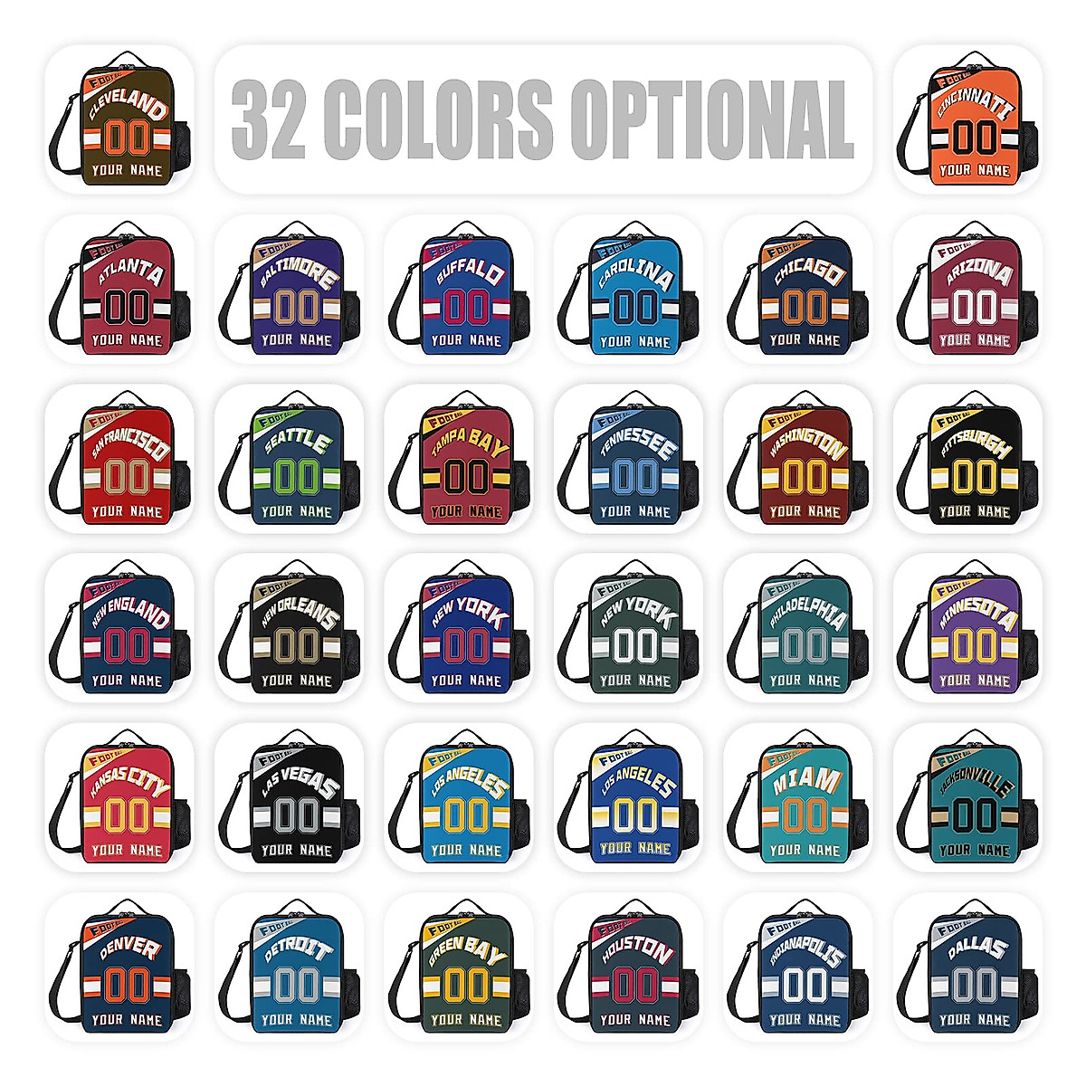 Personalized Custom Lunch Bag Box with Name Number Customized Reusable Insulated Lunch Tote Bag for Family Friends Office Picnic 32 Colors Gifts