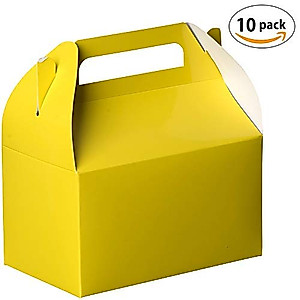 Party Favors Paper Treat Boxes (10 Pack) Yellow Colored Paper Containers & Boxes Treat Container Cookie Boxes Cute Designs Perfect for Parties and Celebrations 6.25" x 3.75" x 3.5"