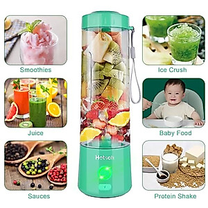 Portable Blender USB Rechargeable, Hotsch Personal Size Blender for Shakes and Smoothies, Strong Cutting Power with Six Blades, 20Oz Juicer Cup for Sports, Travel
