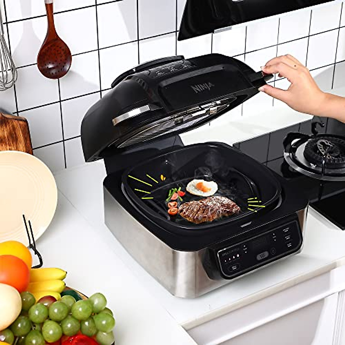 Grill Griddle Plate for Ninja AG300 AG300C AG301 AG301C AG302 AG400 IG301A Indoor Foodie Grill Grate（10 x 8 inch)