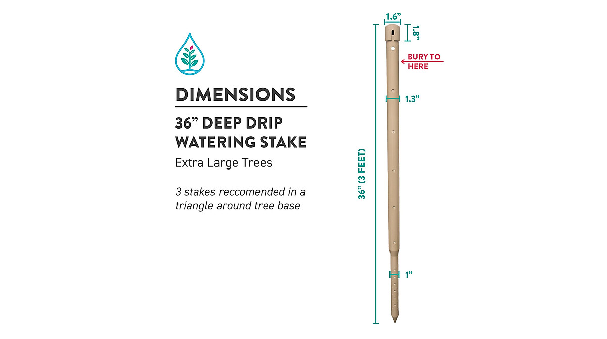 36 Inch Deep Drip Tree Watering Stake - 3 Pack for Large Trees