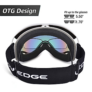 HUBO SPORTS Ski Snow Goggles for Men Women Adult,OTG Snowboard Goggles of Dual Lens with Anti Fog for UV Protection for Girls(WBPGreen)