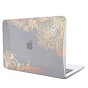 TeDaWen for MacBook Air 13-inch 2020 Protective case, MacBook Air 13-inch A2337 M1 A2179 A1932 with Retina, Bronzing Laptop case and Keyboard Cover, Transparent Rose Gold lace 2