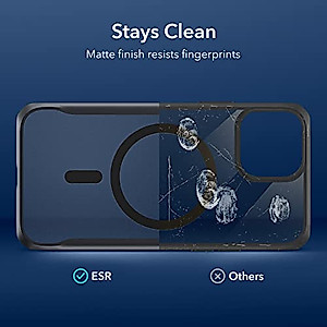 ESR Sidekick Hybrid Case Compatible with iPhone 12/12 Pro (2020), with HaloLock Magnetic Wireless Charging, Scratch Resistant Back, Grippy Protective Frame, Frosted Black