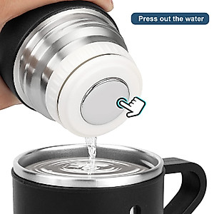 Stainless Steel Thermo 500ml/16.9oz Vacuum Insulated Bottle with Cup for Coffee Hot drink and Cold drink water flask.(Black,Single)