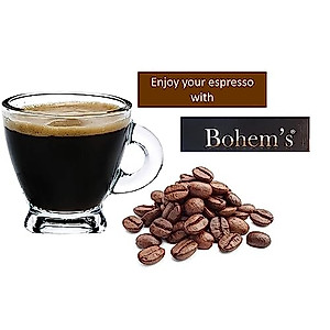 BOHEM'S Espresso Cups, 3.2 oz Small Demitasse Clear Glass Espresso Drinkware, Set of 2, Espresso Shot Glasses, Clear Expresso Coffee Cups, Tazas de Cafe Expreso