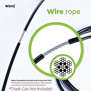 Trash Can Lid Black Lock – Metal Outdoor Trash Can Strap Lock for Litter Prevention – Trash Can Locks for Animals, Squirrels, Dogs, Raccoons – Durable Nylon Coated Wire Rope – Universal Fit – 2-Pack