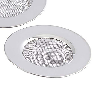 Mtsooning 2Pcs Kitchen Sink Strainer Drainer, 3 Inch Stainless Steel Mesh Sink Drain Cover Stopper for Kitchen Basin Bath Basket Filter Replacement