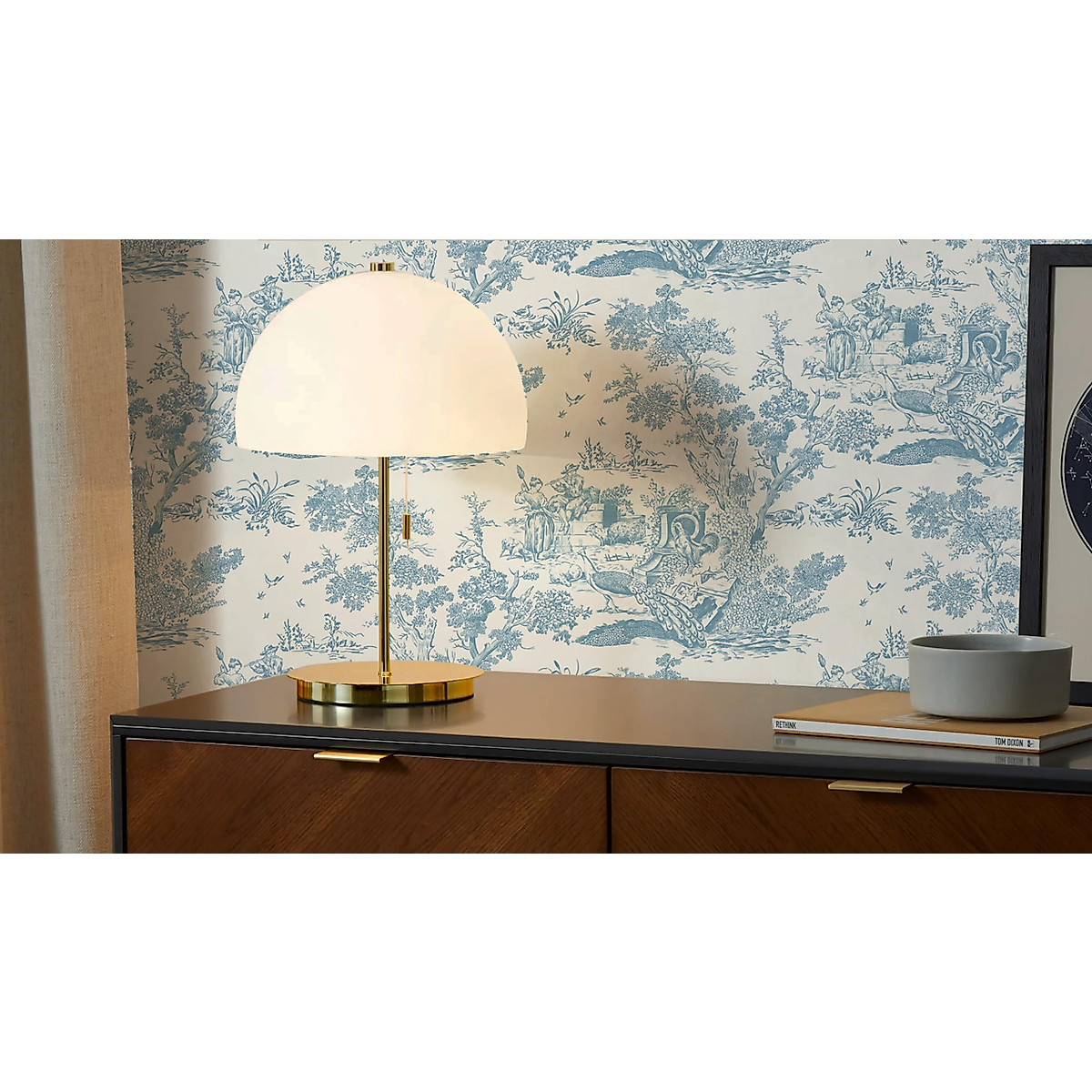 Peel and Stick Wallpaper Blue and White Wallpaper Toile Removable Self-Adhesive Wallpaper for Bedroom Bathroom Vintage Contact Paper for Walls Covering 16In×78.7In