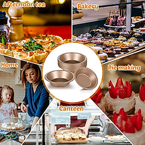 16 Pcs 4 Inch Mini Pie Pan Pie Tins Round Mini Tart Pans for Baking Carbon Steel Mini Pizza Pan Nonstick Pie Plate for Baking Small Bakeware Set for Oven Air Fryer Cake Bread Meat (Champagne)
