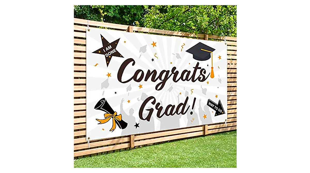 WATINC Graduation Banner 78"x45" XL Party Backdrop for Graduation