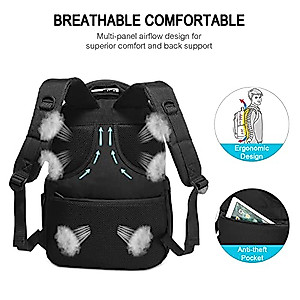 LOVEVOOK Black Backpack for Women Men Teen, Classical School Bookbag 14" Laptop with USB Charging Port for College Work Travel, Fashion Daypack