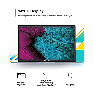 ASUS 2023 Newest Vivobook 14 Laptop, 14" HD Display, 12GB RAM, 512GB PCIe SSD, AMD Ryzen 3 3250U Processor, Up to 3.5GHz, HDMI, Windows 11 in S Mode, Light and Thin, Grey