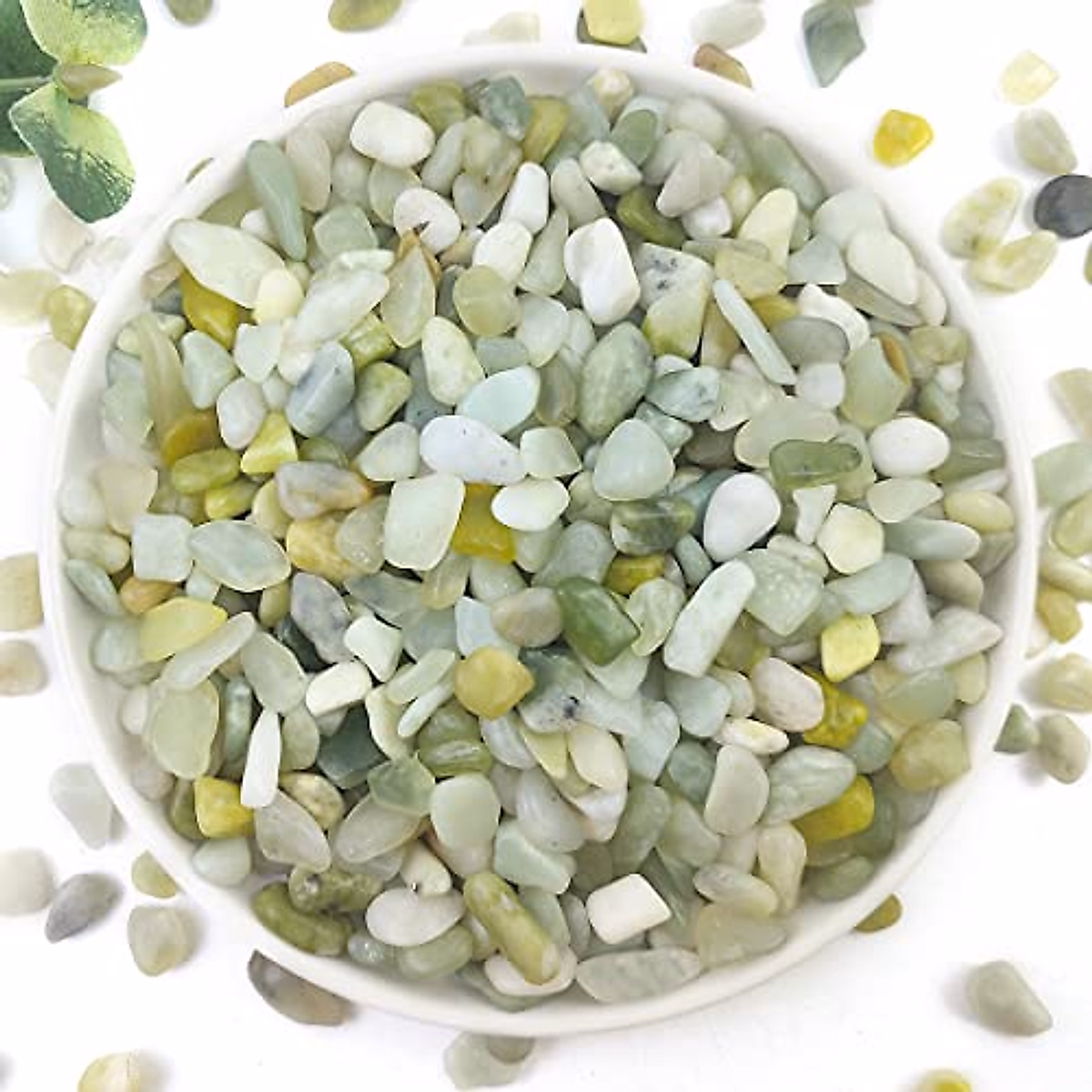 YISZM 2 LB Succulent and Cactus Jade Pebbles, 3/8 Inch Natural Decorative Polished Stones, River Rocks for for Indoor Plants, Vases, Planters and Outdoor Gardening