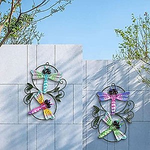 ASAKOKEA Metal Wall Decor Cute Dragonfly Metal Yard Art Garden Decor Outdoor Gifts for Women - Set of 2