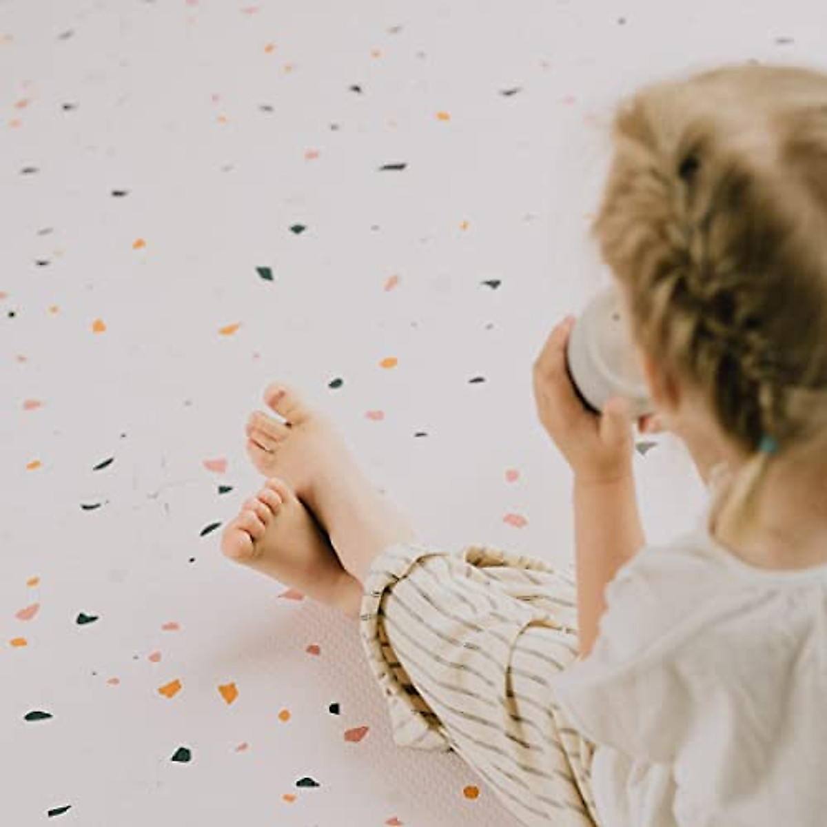 Simple Kid Co. Play Mat for Baby, Toddler and Infants, Six Interlocking Tiles made with Soft Non-Toxic EVA Foam, 4x6 feet (Multi Terrazzo)