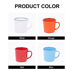 YARDWE Tea Coffee Mug Cup Set: 4Pcs Melamine Faux Enamel Mugs Drinking Cups for Hot Chocolate Tea Travel Camping Outdoor Indoor Home Use
