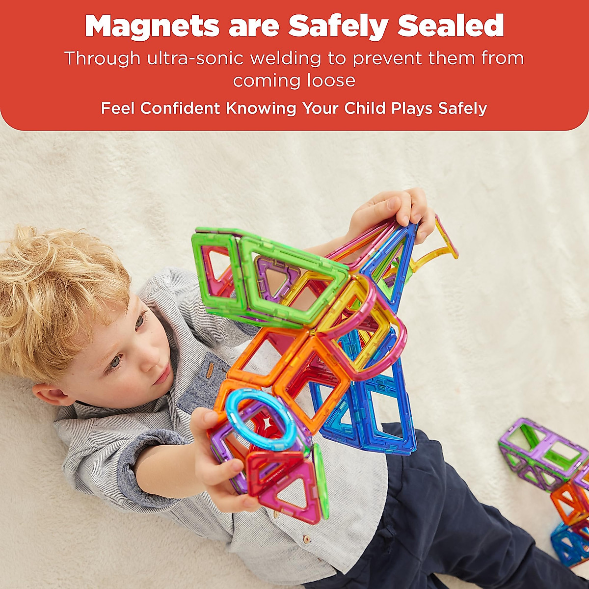 MAGFORMERS Rectangle 12 Pieces Rainbow Colors, Educational Magnetic Geometric Shapes Tiles Building STEM Toy Set Ages 3+