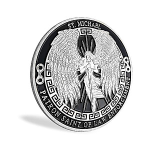 Saint Michael Law Enforcement Challenge Coin Thin Blue Line Police Officer Prayer