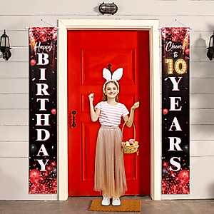 Happy 23rd Birthday Porch Sign Door Banner Decor Red and Black – Glitter Cheers to 23 Years Old Birthday Party Theme Decorations for Men Women Supplies