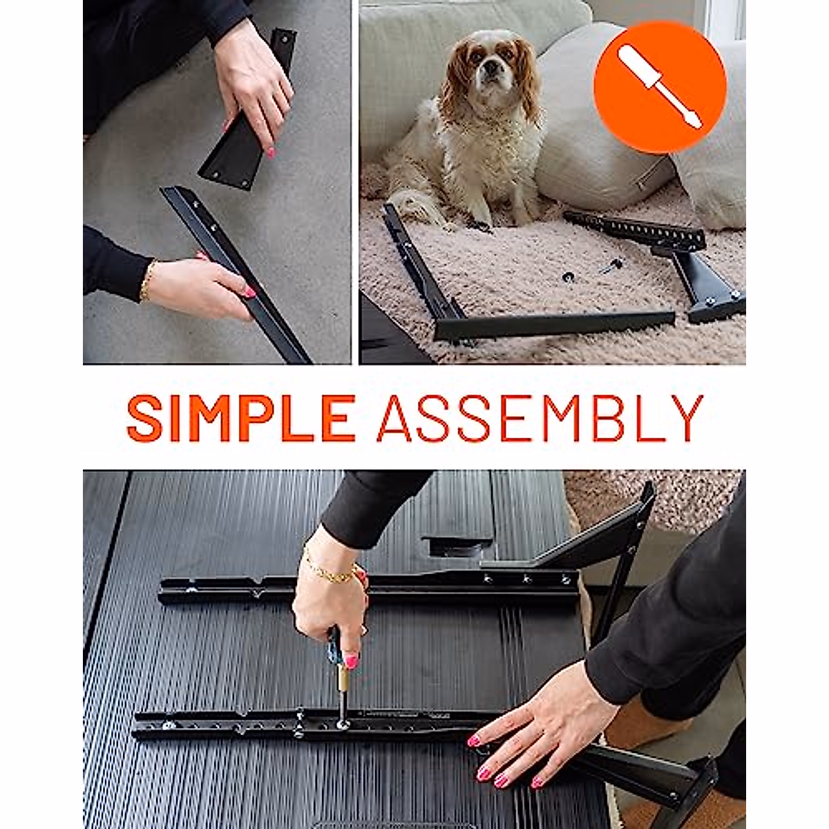 ECHOGEAR Replacement TV Stand for Screens Up to 65" - Foldable TV Bracket Includes Hardware, Anti-Slip & Anti-Scratch Pads - Easy 3-Step Install TV Feet w/Wide VESA Compatibility