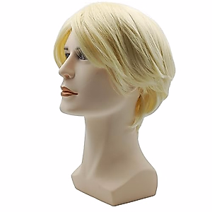 FESTIVAL PARTY Blonde Super Star Short Wig, for Men and Women, Heat Resistant Fiber Synthetic, Costume Halloween Cosplay and Party