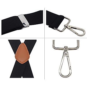 Bioterti Men’s Heavy Duty X- Back 1.4 Inch Suspenders with 4 Snap Hooks (Black)