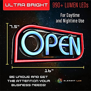 2 Open Signs by Element Lux - 49 Color Combinations - 1 Medium Size 16in x 7.5in - 1 Large Size 20 x 22in