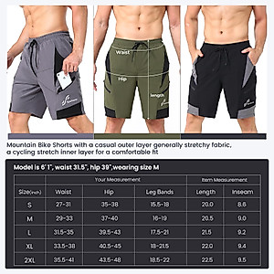 Sportneer Mens Mountain Bike Shorts - 3D Padding MTB Cycling Shorts for Men with Liner and Loose Fit (Large, Black)