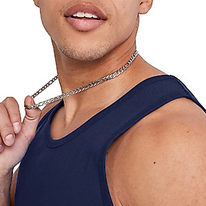 Hanes Men's Essentials Top Pack, Midweight Cotton Tanks, Sleeveless Shirts, 3-Pack, Athletic Navy