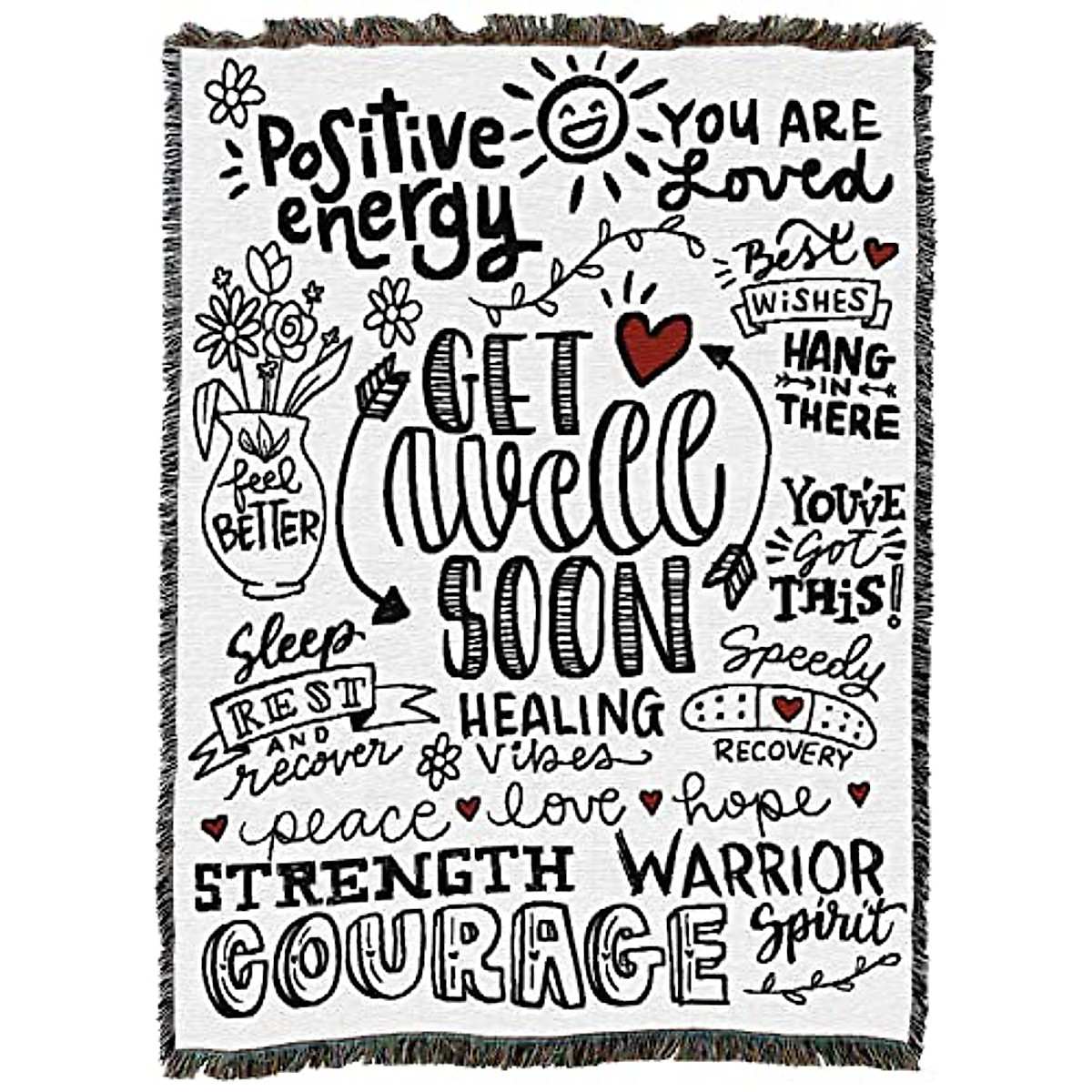 Pure Country Weavers Get Well Soon 2 Blanket - Gift Tapestry Throw Woven from Cotton - Made in The USA (72x54)