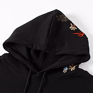 Niepce Inc Streetwear Men's Dragon Embroidered Heavyweight Graphic Hoodies (black-dragon, X-Large)