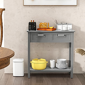 Giantex Console Table with Drawers, Entry Table, Narrow Sofa Table with Open Storage Shelf, Wood Legs, Foyer Table, Entryway Table for Office, Living Room, Hallway, Couch Table(Gray)
