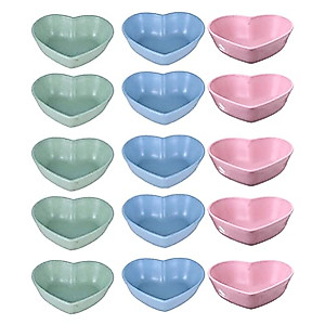 Angoily 30pcs Heart Shaped Soy Sauce Dishes Dip Dipping Bowls for Dinner Baking Dip Bowls Small Dessert Bowls Condiments Server Dishes for Sauce Vinegar Ketchup BBQ Blue Green Pink