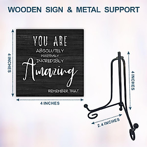 You Are Amazing! Wooden Sign Gifts - Motivational Wood Plaque With A Support Frame - Home & Office Inspirational Gifts For Women And Man, Desk Decor & Accessories(Black) - A11