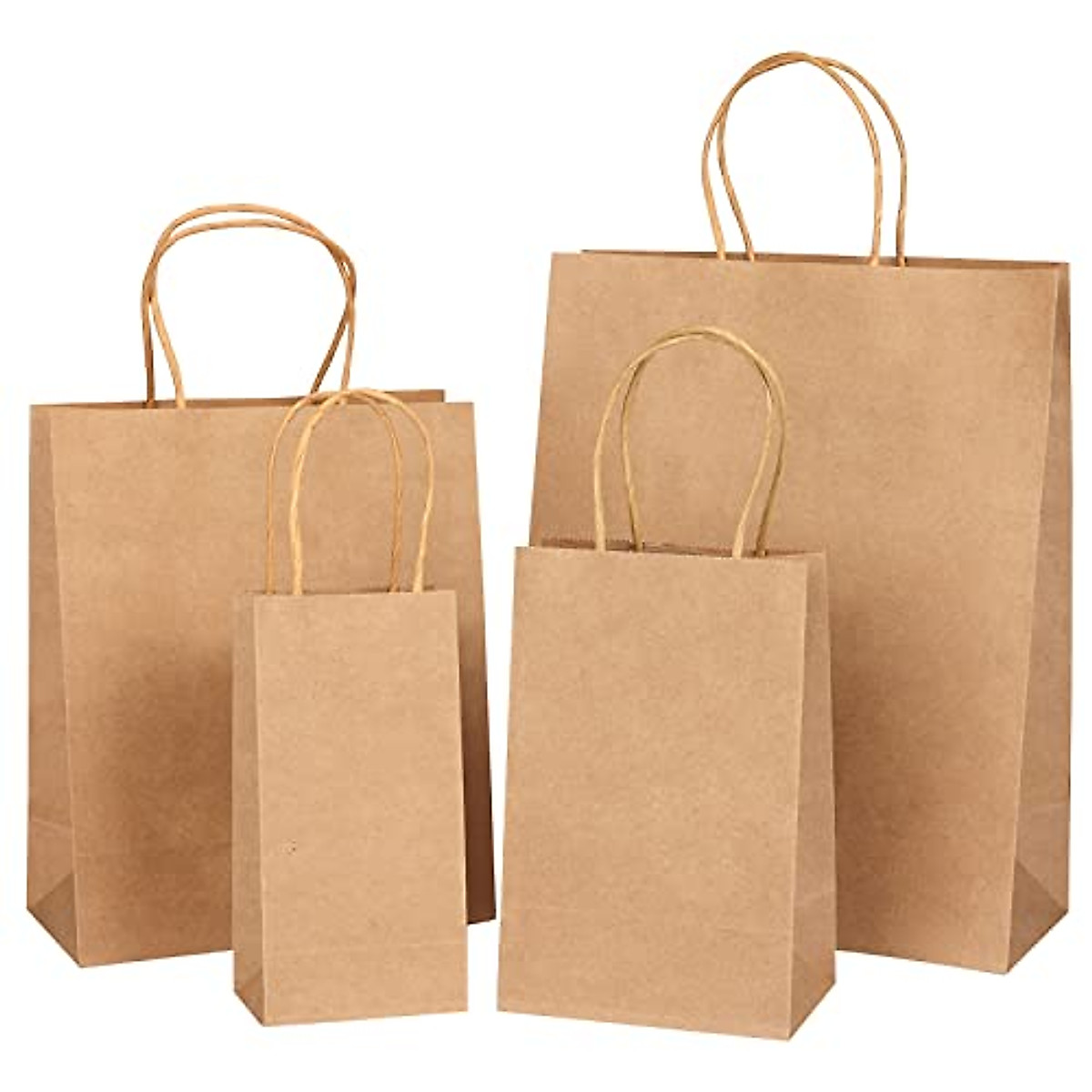 TOMNK 40pcs Brown Paper Bags with Handles Mixed Size Kraft Paper Bags, Gift Bags Bulk for Gifts, Shopping, Packaging, Merchandise, Grocery and Craft (4 Sizes)