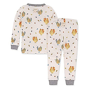 Burt's Bees Baby Baby Boys' PJ Set, Tee and Pant 2-Piece Pajamas, 100% Organic Cotton, Turkey Trot, 12 Months