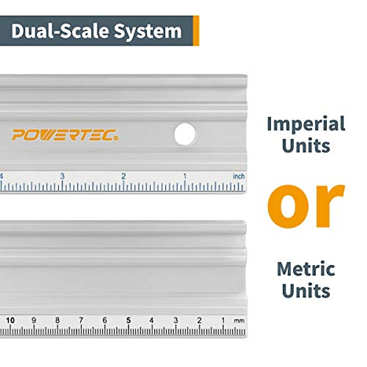 POWERTEC 71503 50" Anodized Aluminum Straight Edge | Metal Straight Edge Machined Flat to Within 0.003” Over Full 50” - Professional Finishing Tools