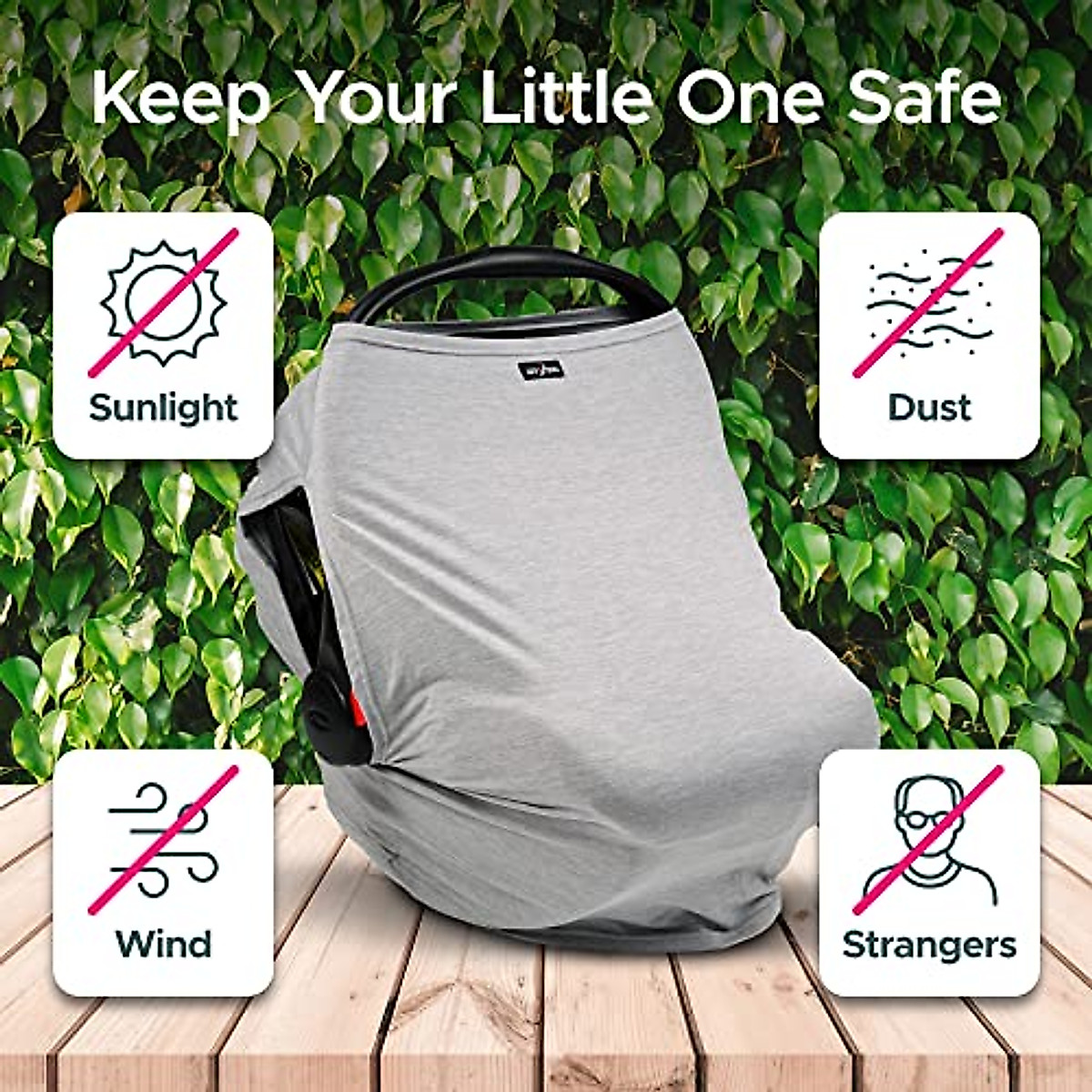 Luv Bug UPF 50 Baby Car Seat Covers with Side Vents, UV Protection, Breathable Breastfeeding Cover, Carseat Canopy for Babies (Palm Leaf)