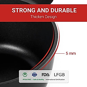 SAKUCHI Nonstick Stock Pot with Lid (Black, 2.5 Quart Soup Pot) Soup Pot Casserole Dish Cookware PFOA Free